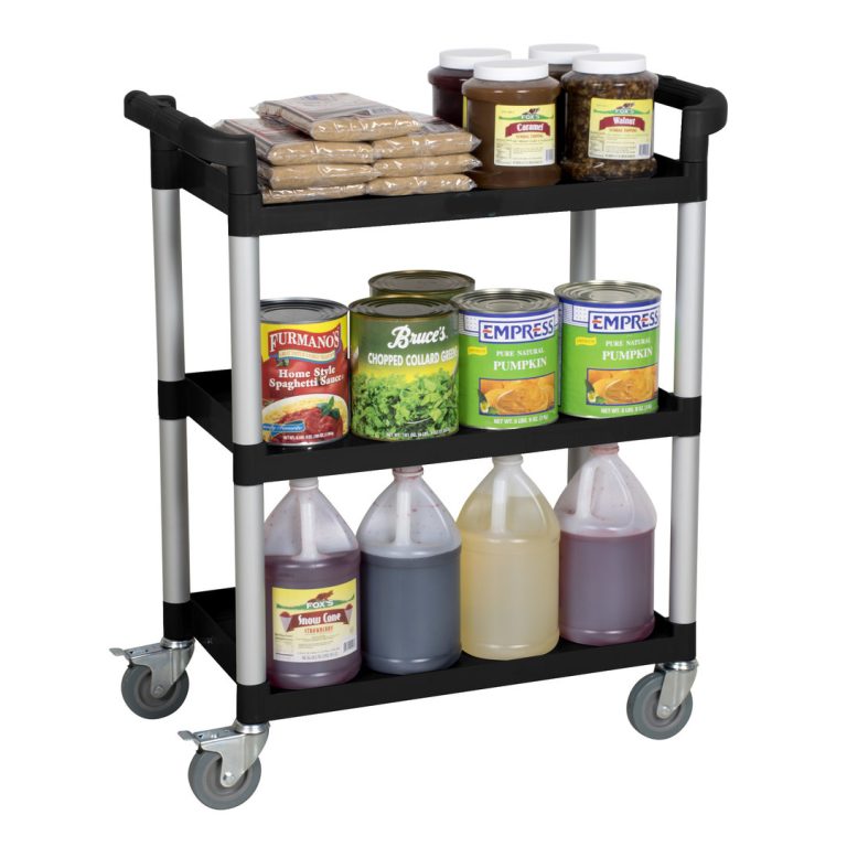 3 Tier Utility Trolley Cart 810 L x 410 W x 910mm H Black